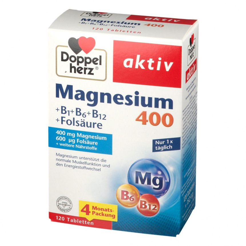 Doppelherz Aktiv Magnesio 400+ B1 + B6 + B12 + acido folico 120 ...